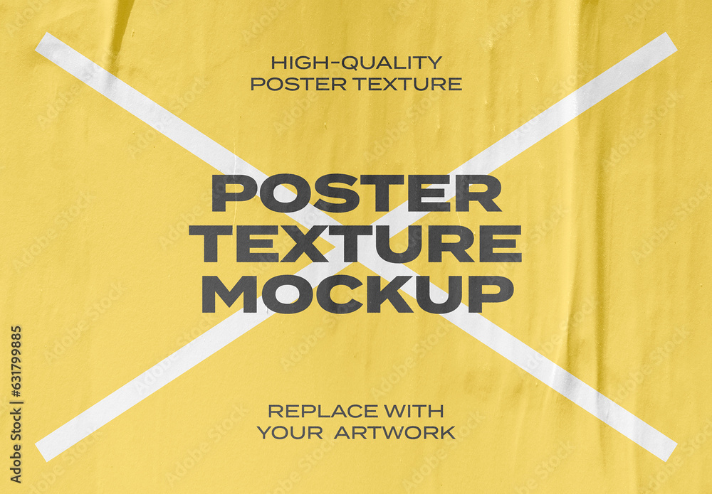 Close-Up Poster Mockup Texture Template Branding Identity Paper Glued ...