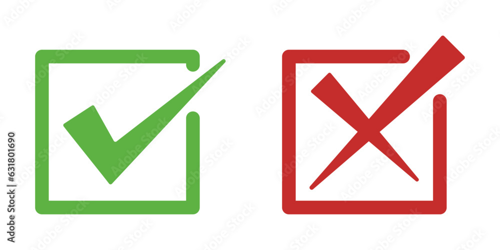 Right wrong symbol icon in square cut effect. Right, Wrong, Exclamation ... Right wrong symbol icon in square cut effect. Right, Wrong, Exclamation ...