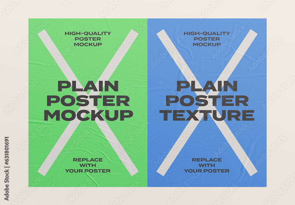 Poster Mockup Texture Art Template Branding Identity Blank Paper Glued ...