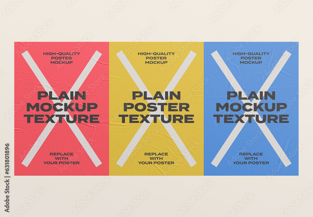 Poster Mockup Texture Art Template Branding Identity Blank Paper Glued ...