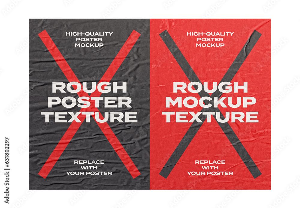 Poster Mockup Texture Art Template Branding Identity Blank Paper Glued ...