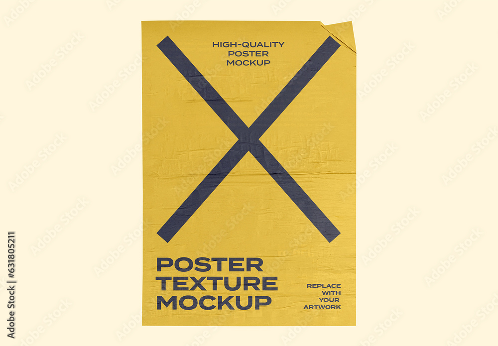 Poster Mockup Texture Art Template Branding Identity Blank Paper Glued ...