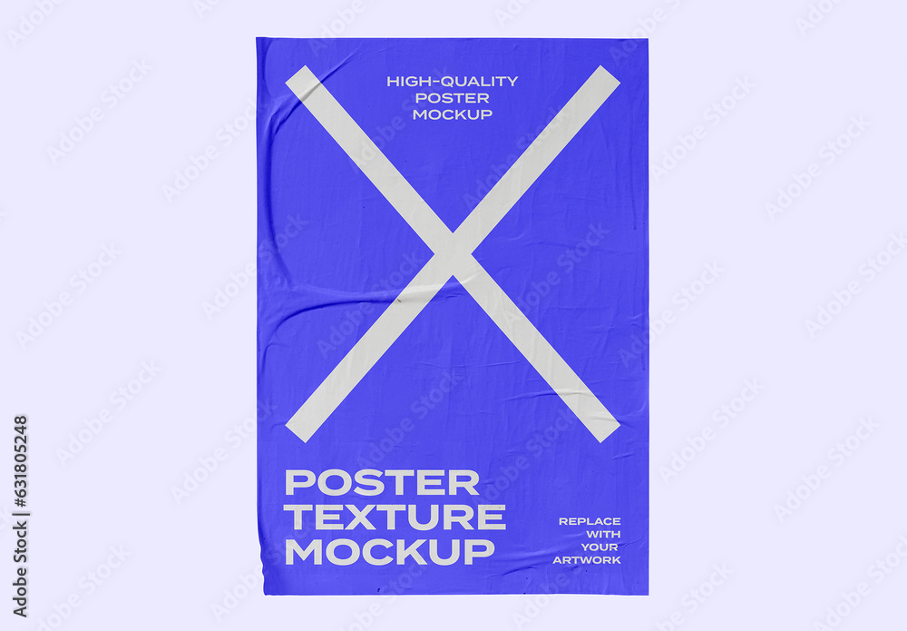 Poster Mockup Texture Art Template Branding Identity Blank Paper Glued ...