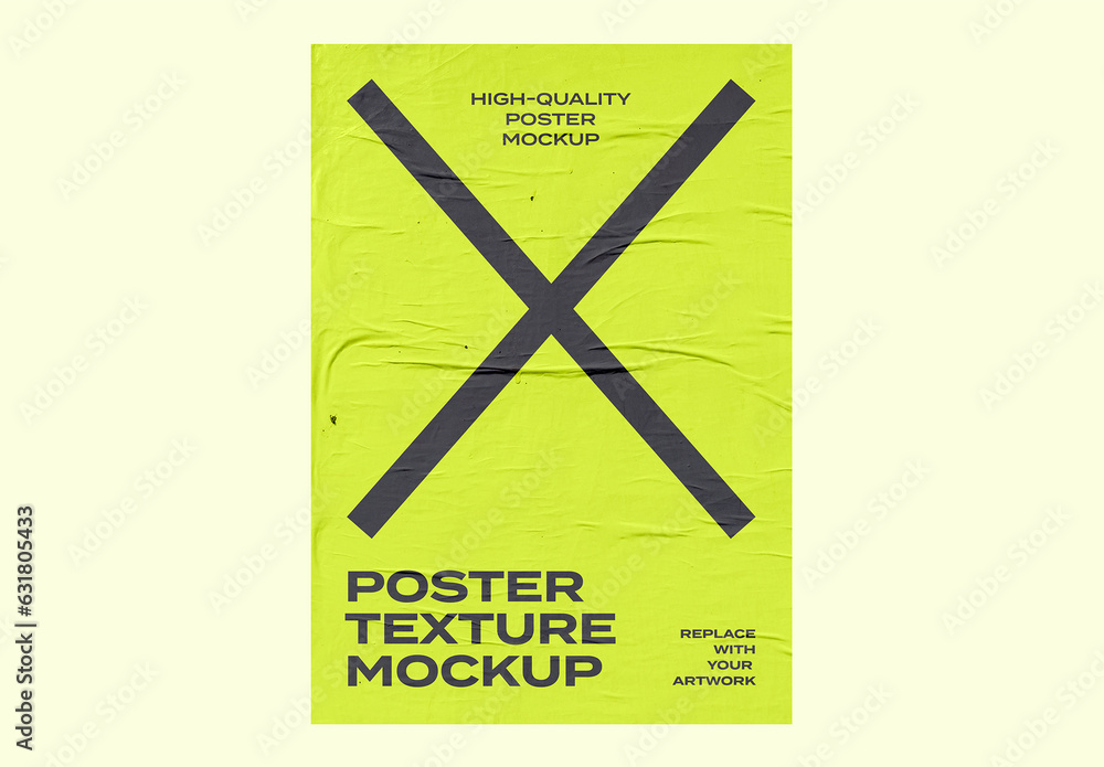 Poster Mockup Texture Art Template Branding Identity Blank Paper Glued ...