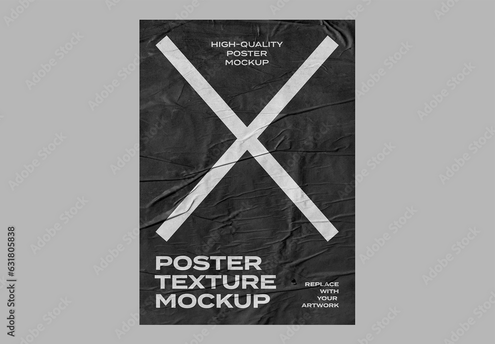 Poster Mockup Texture Art Template Branding Identity Blank Paper Glued ...