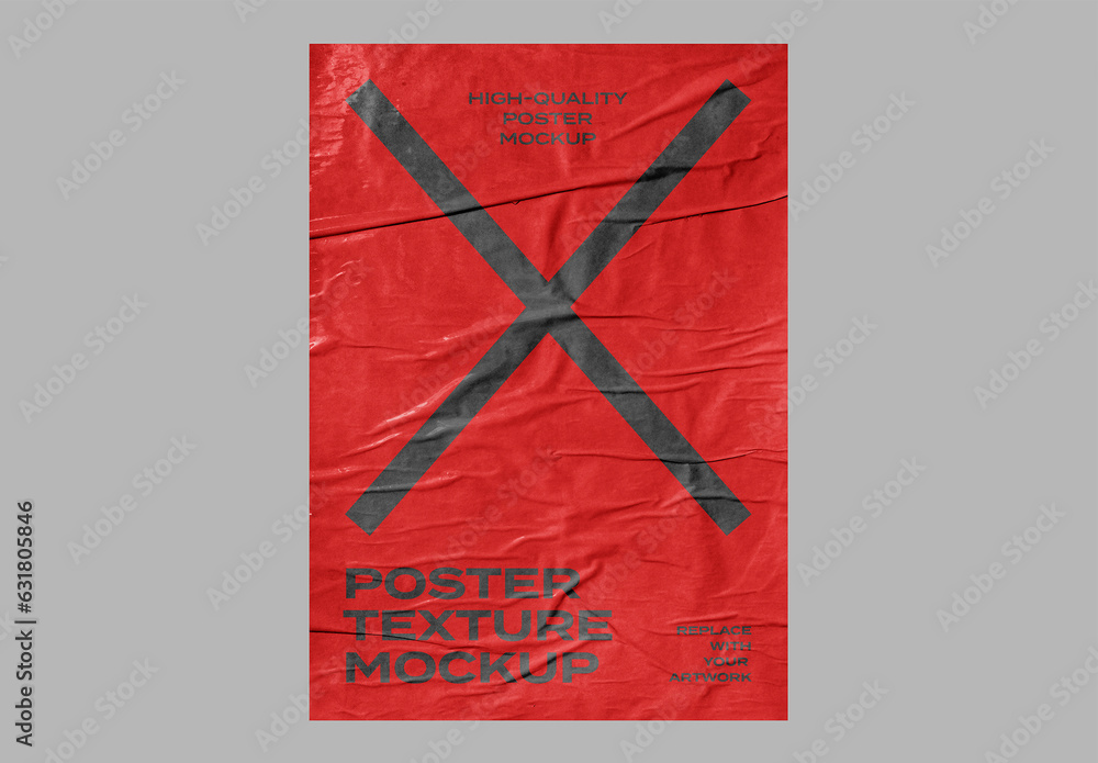 Poster Mockup Texture Art Template Branding Identity Blank Paper Glued ...