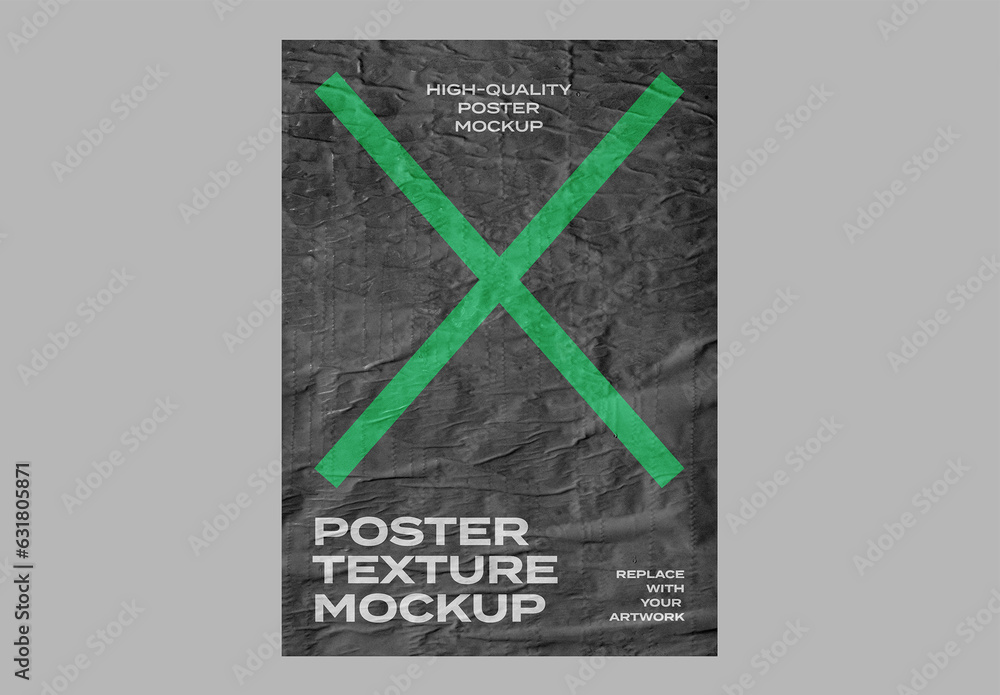 Poster Mockup Texture Art Template Branding Identity Blank Paper Glued ...