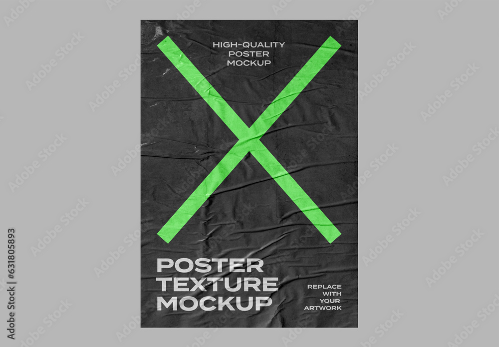 Poster Mockup Texture Art Template Branding Identity Blank Paper Glued ...