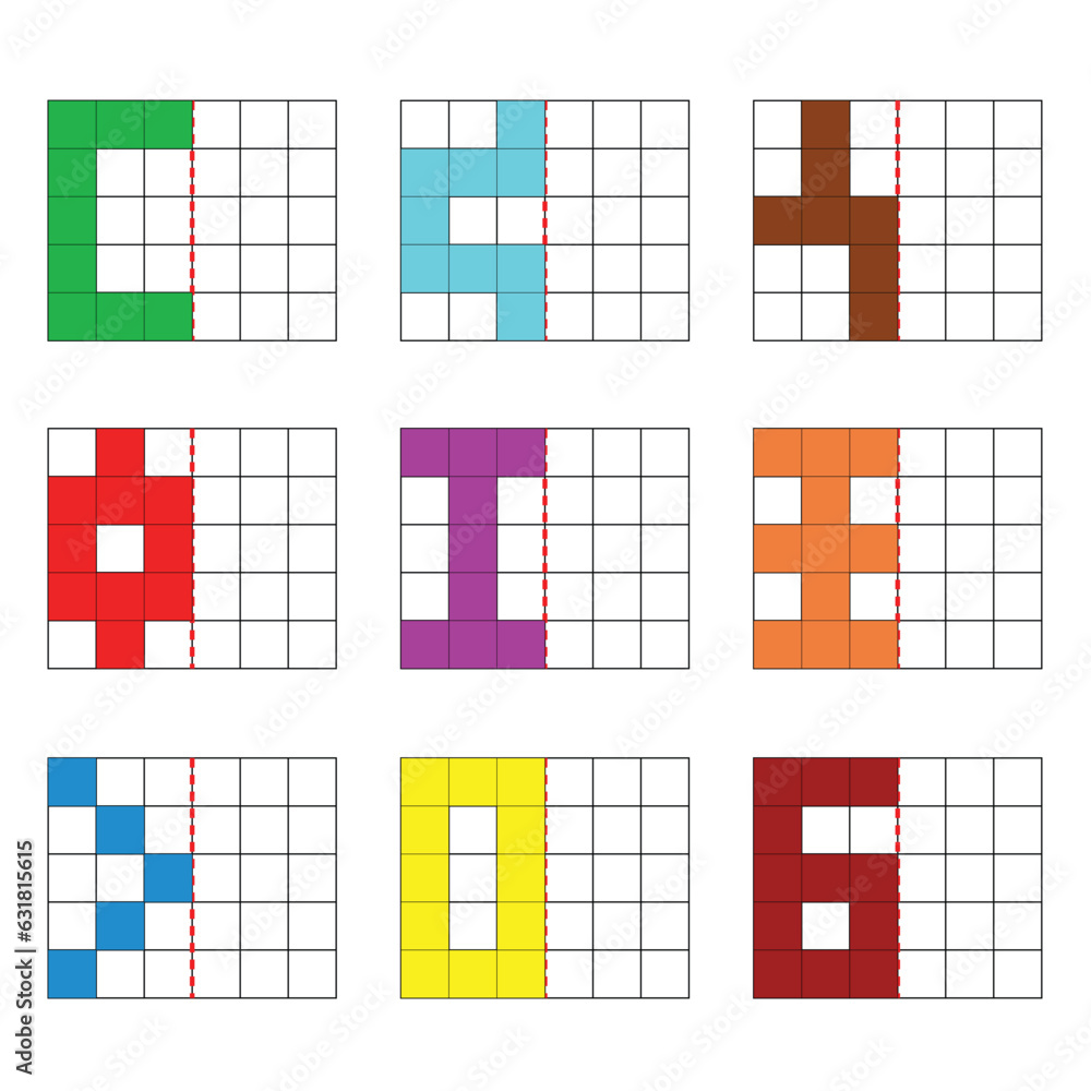 Practice exercise: Reflective symmetry in each of these shapes on a ...