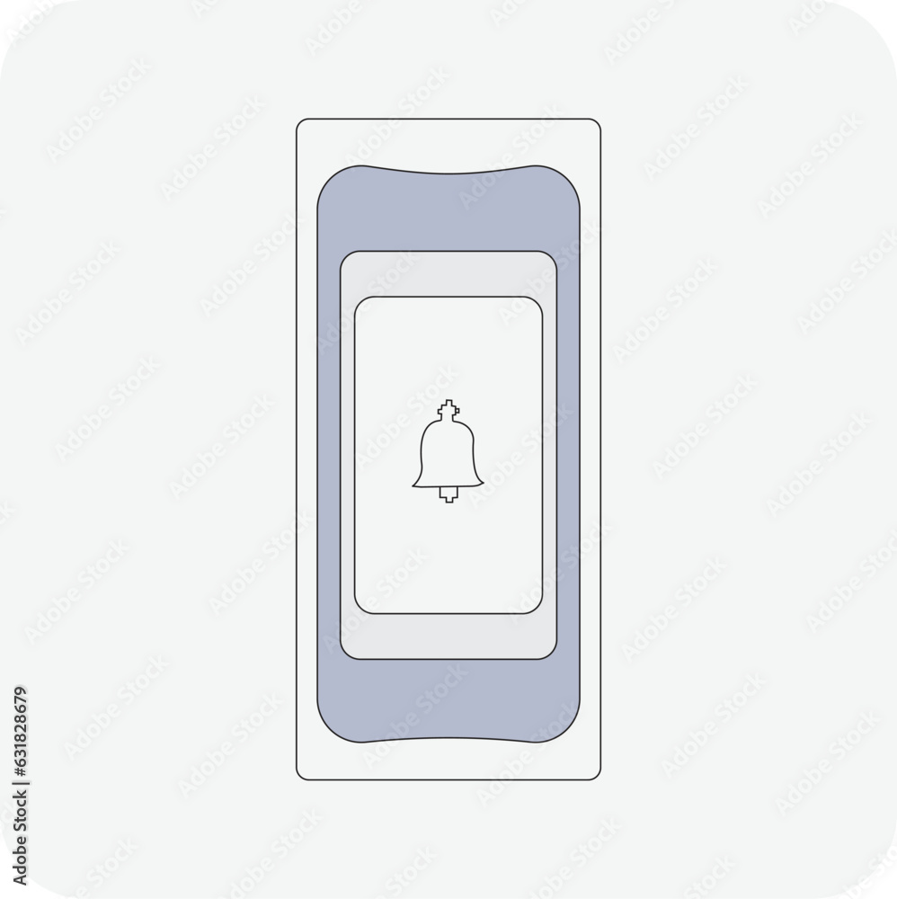 Wall switch, calling bel switch, light switch, illustration, line art ...