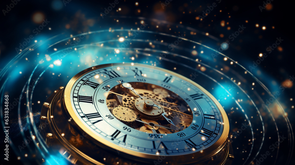 futuristic background with a clock and a blue light ai generated Stock ...