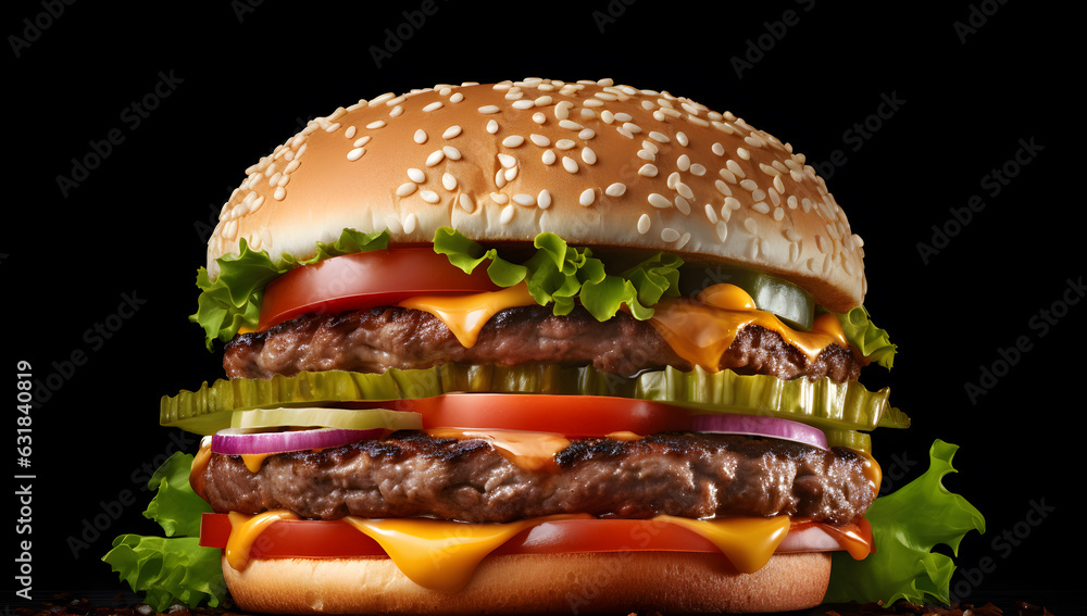 Burger isolated on white background. Fast food photorealistic. Stock ...