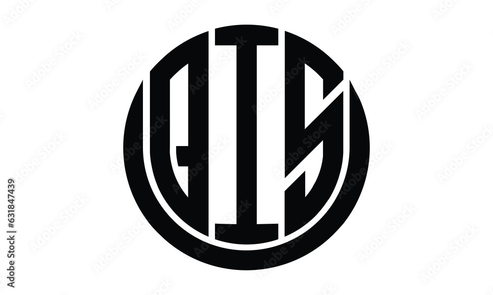 QIS shield in circle logo design vector template. lettermrk, word mark ...