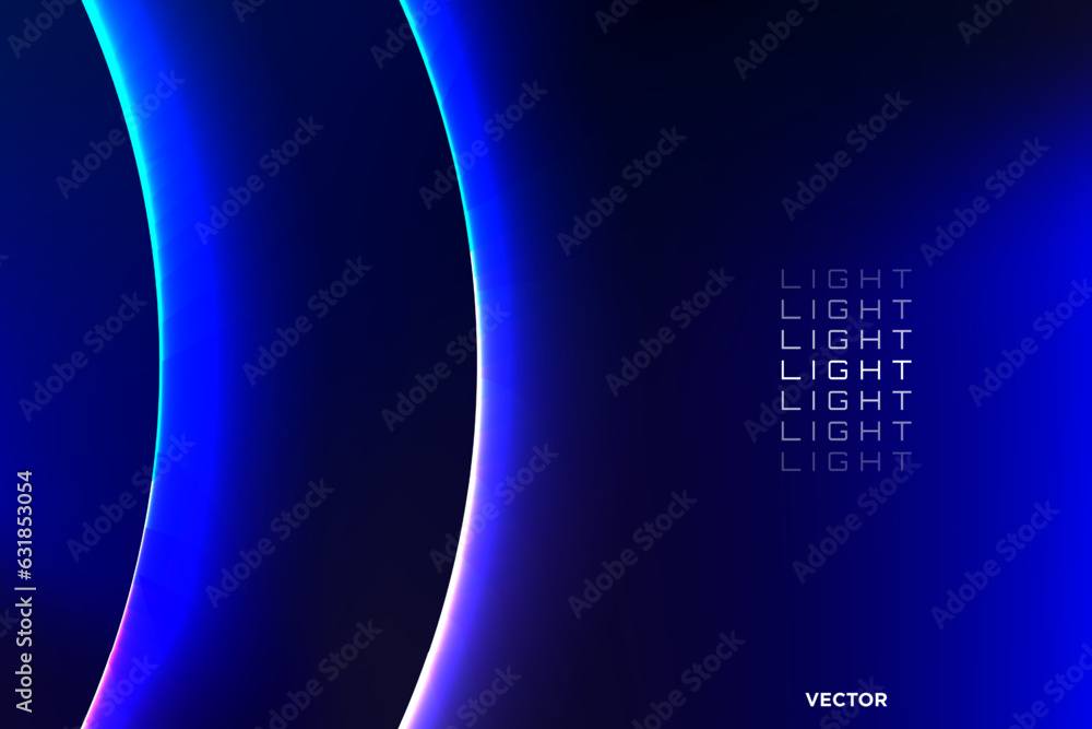 Dark and Minimal Neon Light Background with two glowing arcs on the ...