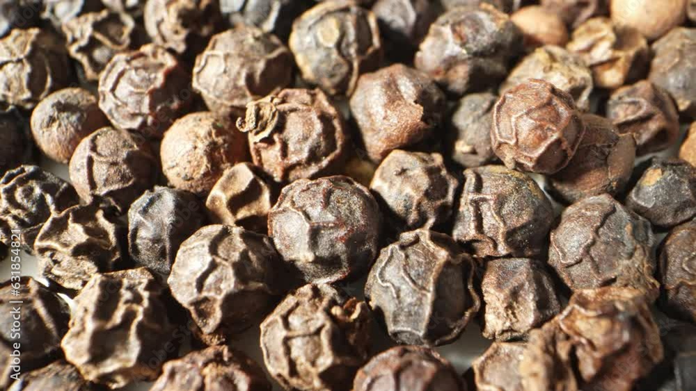 Black pepper through a probe lens. Observe its tiny, pungent orbs ...