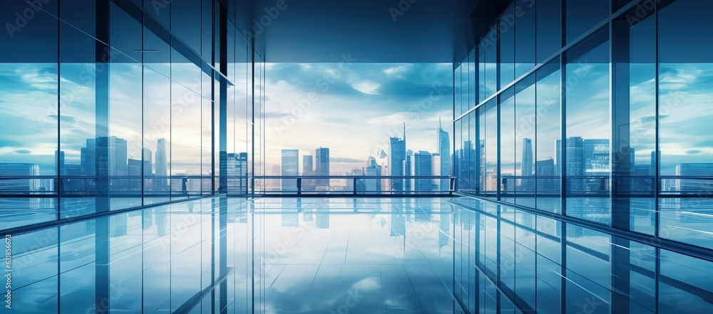 Empty modern business office skyscrapers. High-rise buildings in ...