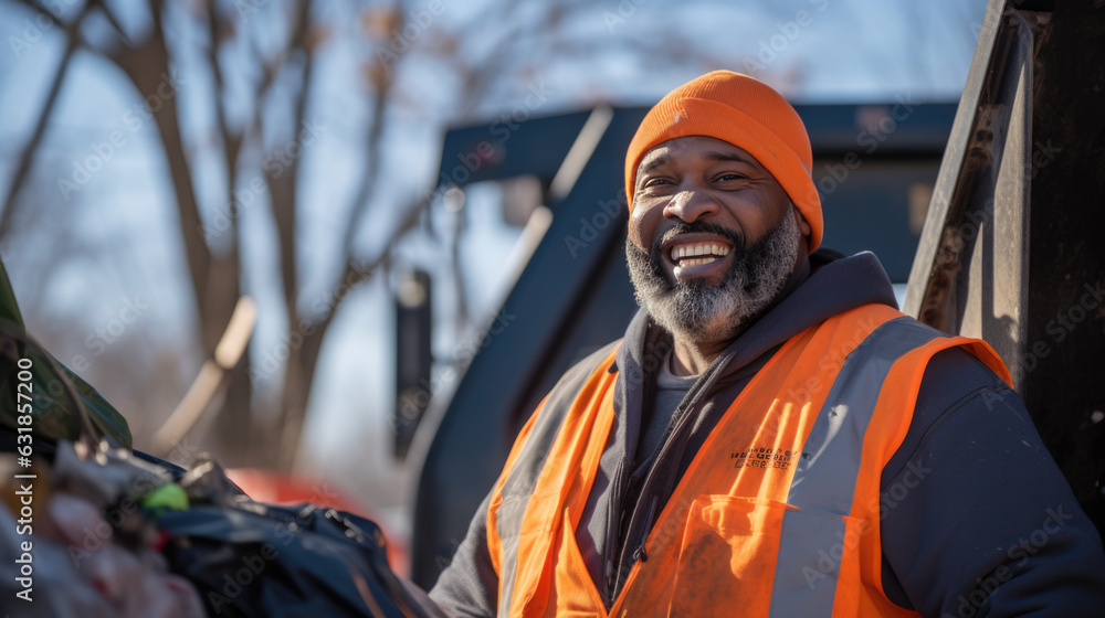 Portrait of an employee of a waste management company. Stock Photo ...