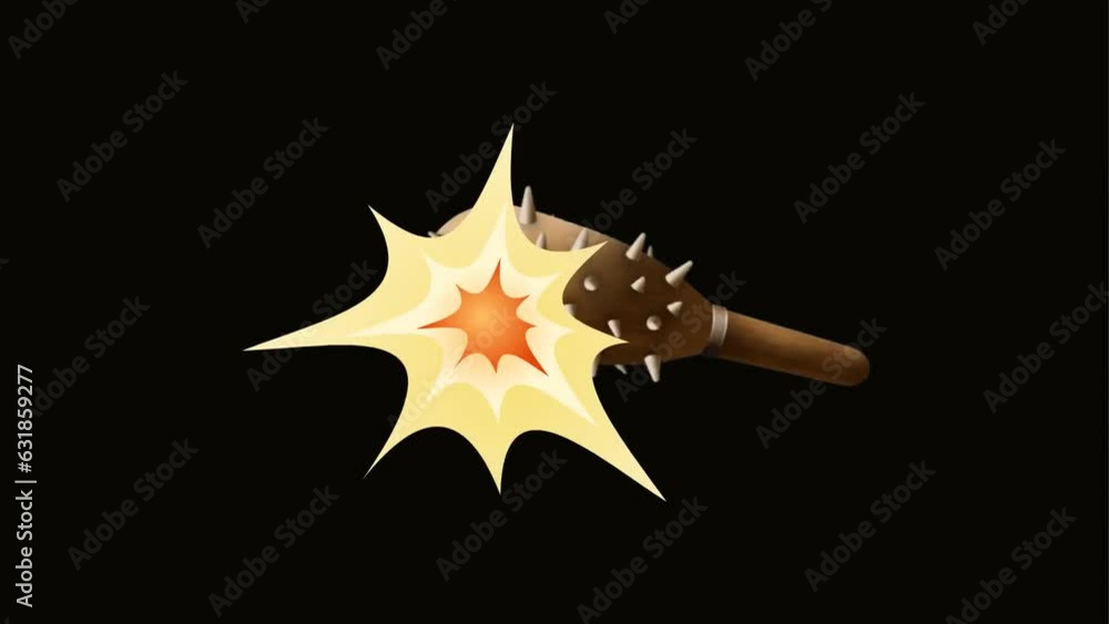 Spiked club bat mace background and 2d animation, smashed Stock 비디오 ...