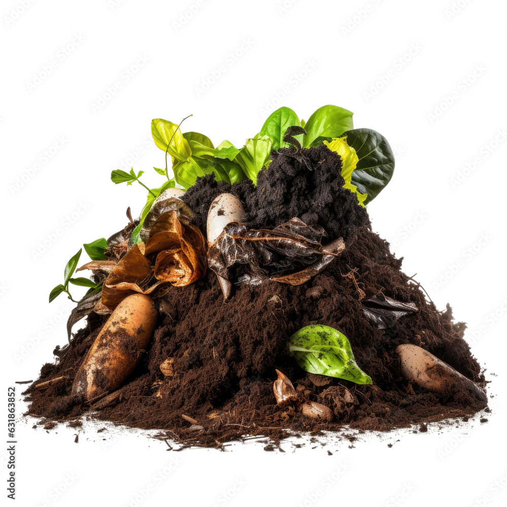 Composting pile of organic waste on transparent backround. Stock Photo ...