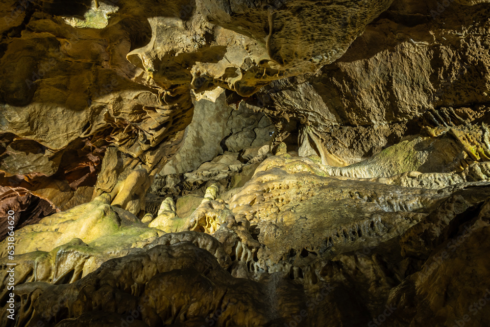 open public area of underground cave network in Belgium Ardennes called ...