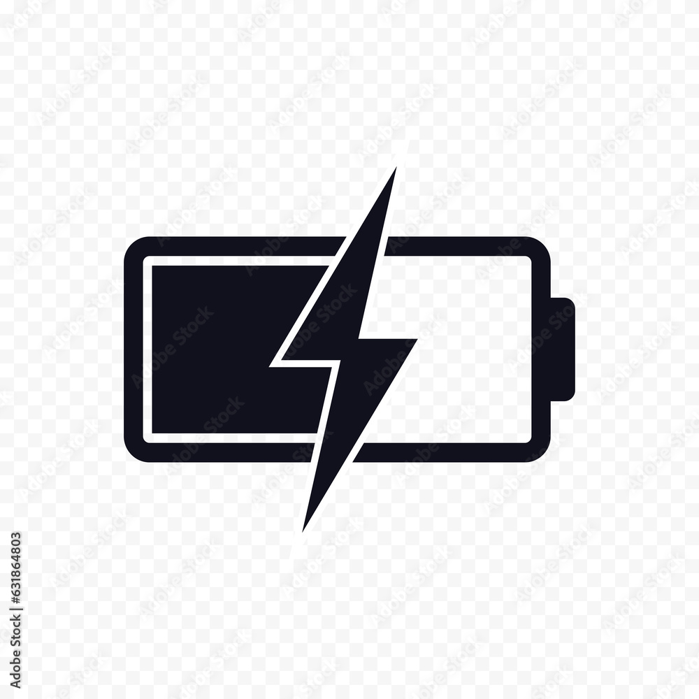 Battery symbol isolated on transparent background. The concept of ...