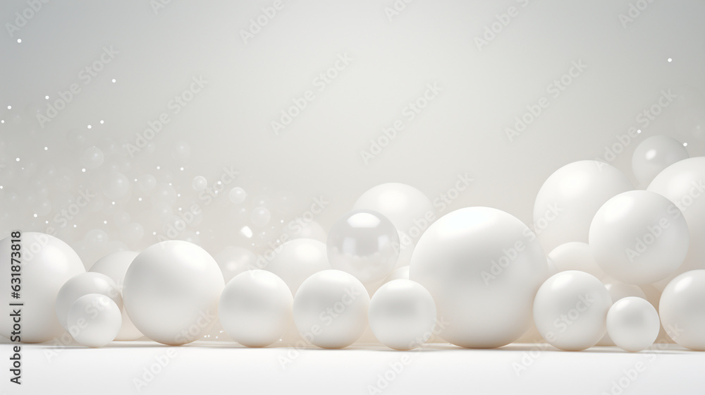 Backdrop of White Orbs. Glistening spheres of varying sizes set against ...