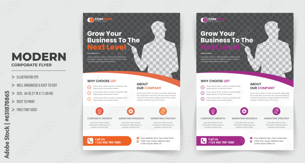 Corporate business flyer template With Color Combination, Brochure ...