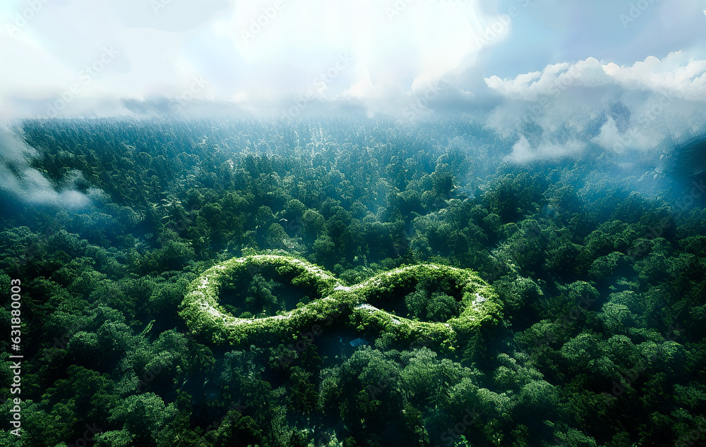 the circular economy icon on nature background in the concept circular ...