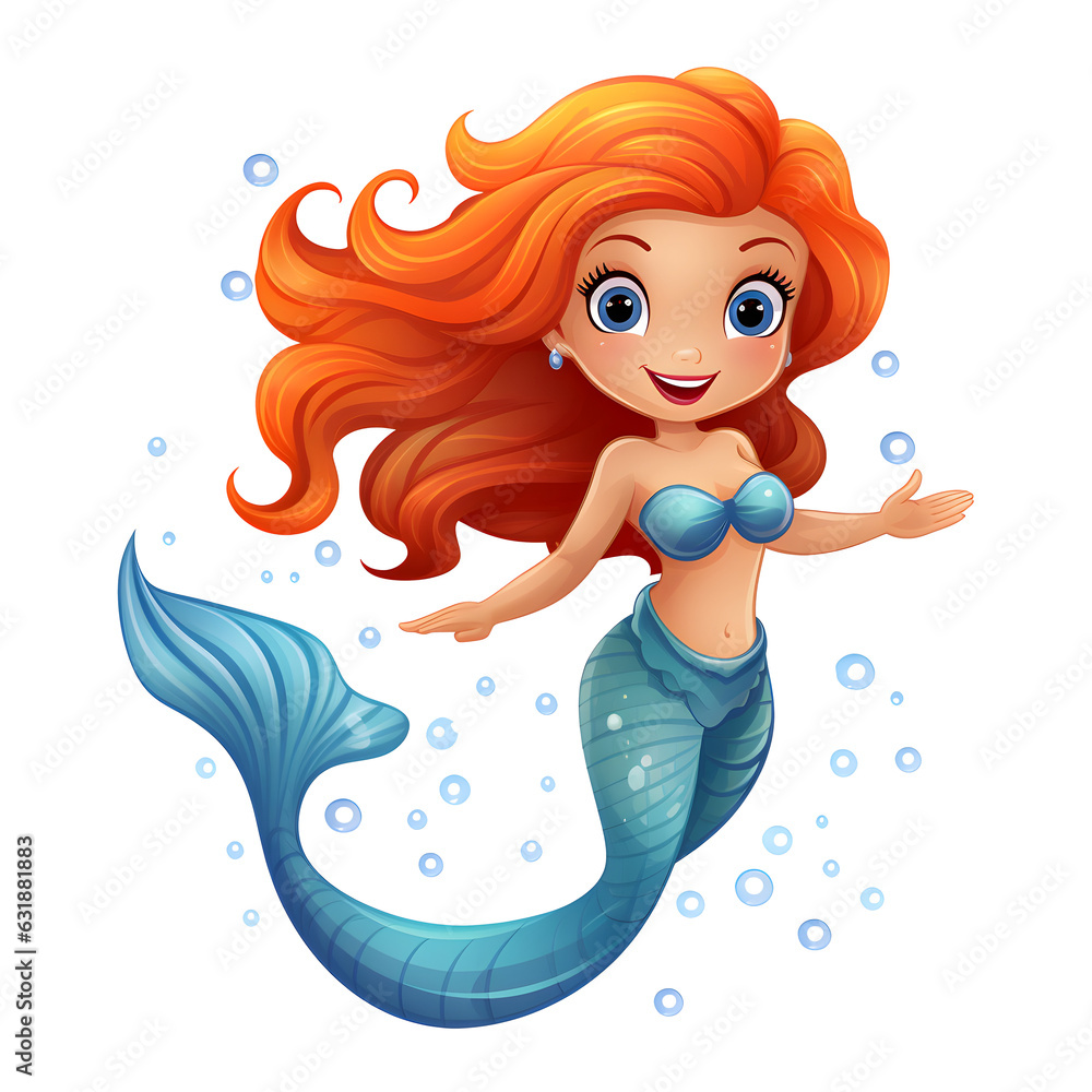 Cartoon clipart of Mermaid, transparent background Stock Illustration ...