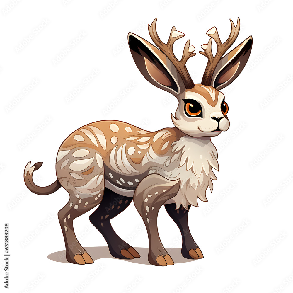 Cartoon clipart of Jackalope, transparent background Stock Illustration ...