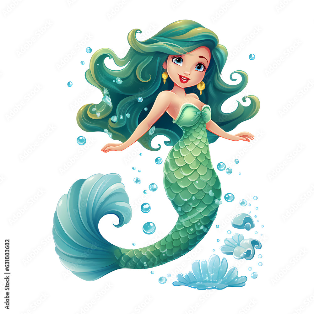 Cartoon clipart of Mermaid, transparent background Stock Illustration ...