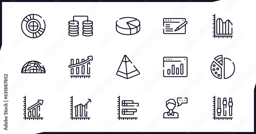 Vetor De Set Of User Interface Outline Icons Thin Line Icons Such As Pie Chart Circular