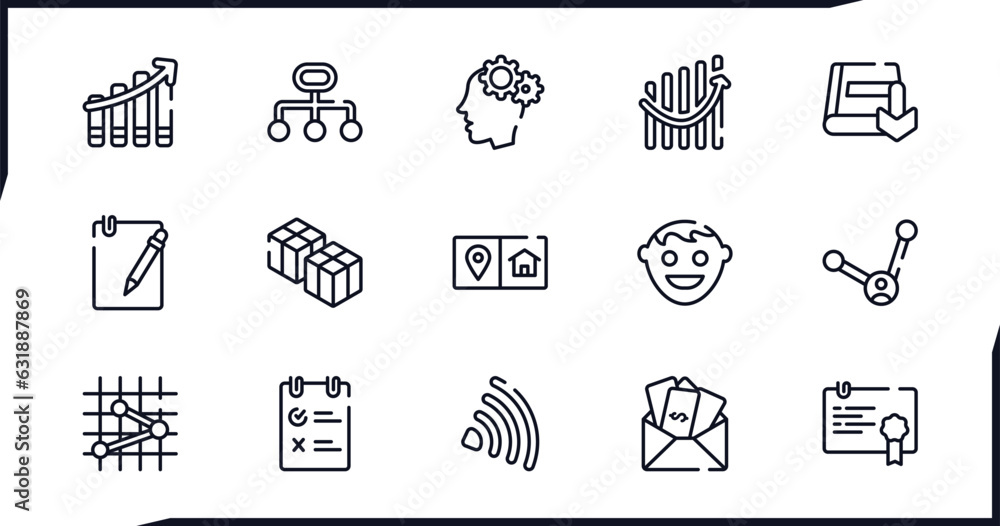 set of user interface outline icons. thin line icons such as bars chart ... set of user interface outline icons. thin line icons such as bars chart ...