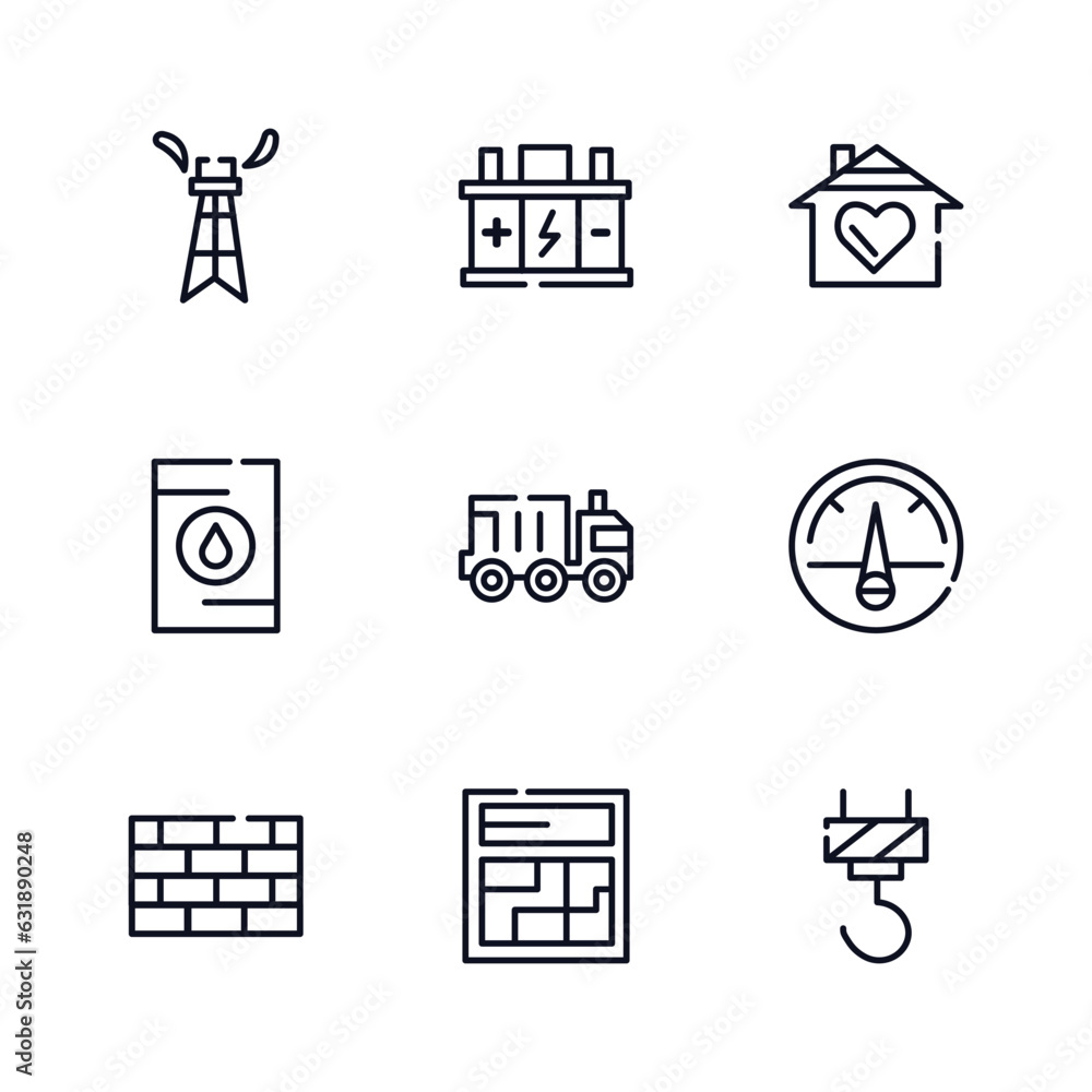 set of building trade outline icons. thin line icons such as _icon10 ...