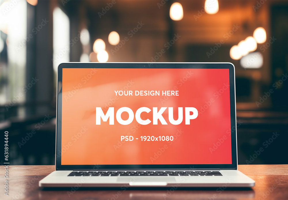 Front view laptop mockup with Generative AI Stock Template | Adobe Stock