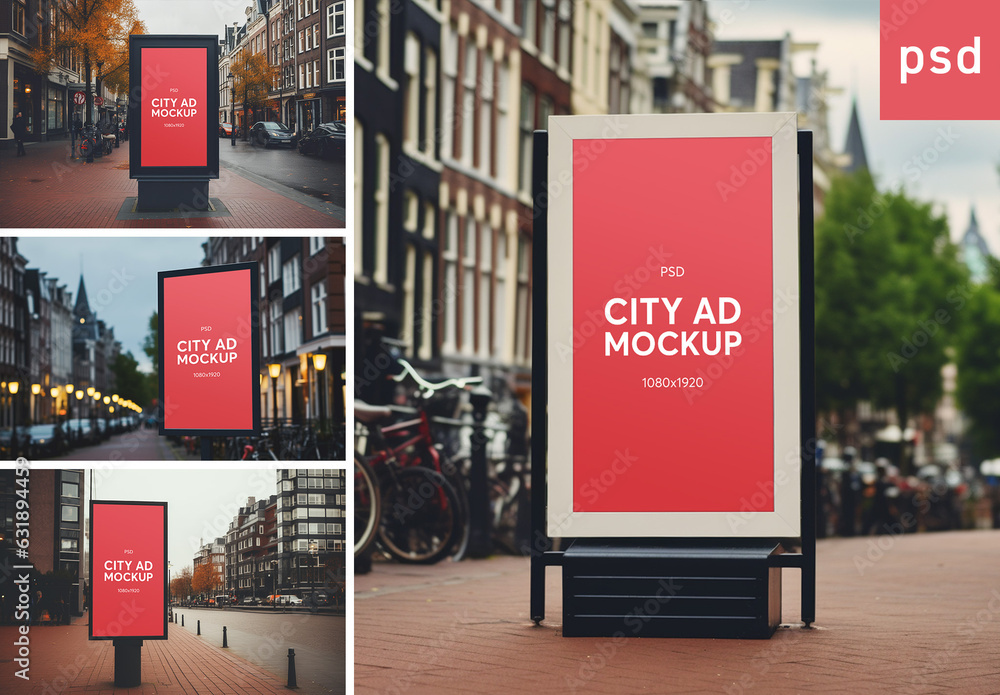 Digital advertising screens mockup set with Generative AI Stock ...
