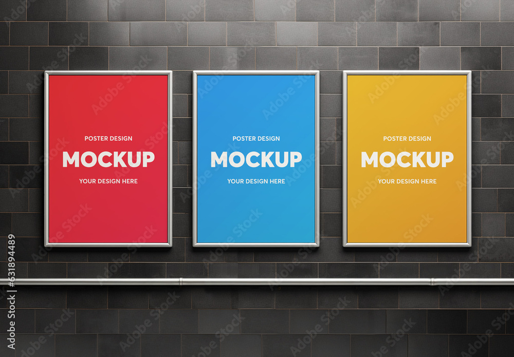 Wall poster set mockup with Generative AI Stock Template | Adobe Stock