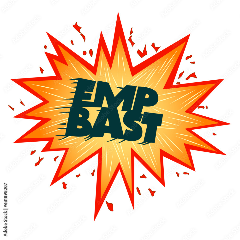 Electronic Magnetic Pulse emp blast vector illustration, nuclear ...