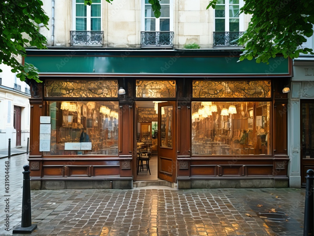 Retro charming storefront with wood carpentry and an elegant vintage ...
