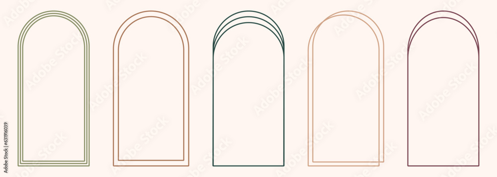 Modern minimalist aesthetic line arch frames in trendy boho style ...
