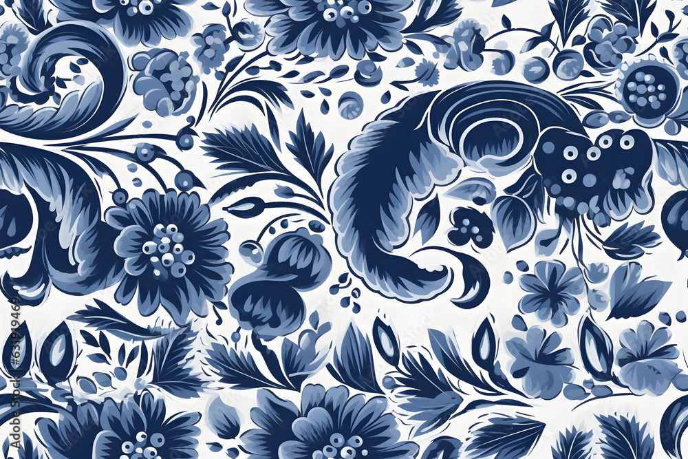 seamless traditional gzhel texture and background. Neural network ...