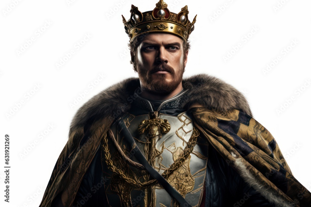 a closeup photo portrait of a handsome young medieval european king ...