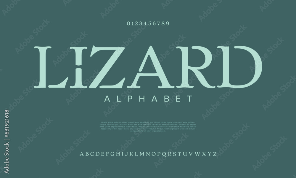 LIZARD, Abstract digital technology logo font alphabet. Minimal modern ...