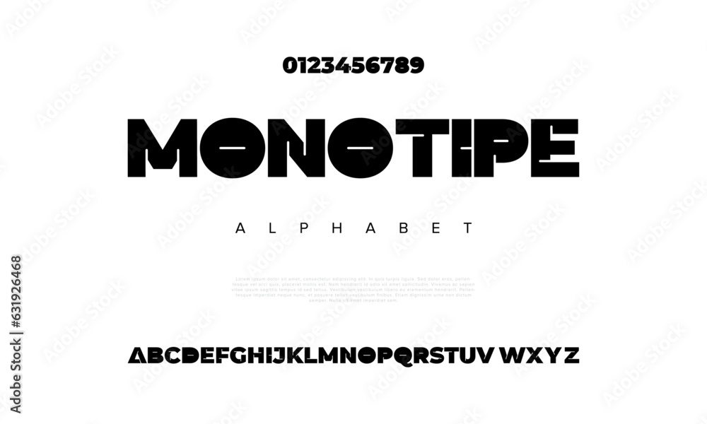 Fototapeta MONOTIPE, Abstract digital technology logo font alphabet ...