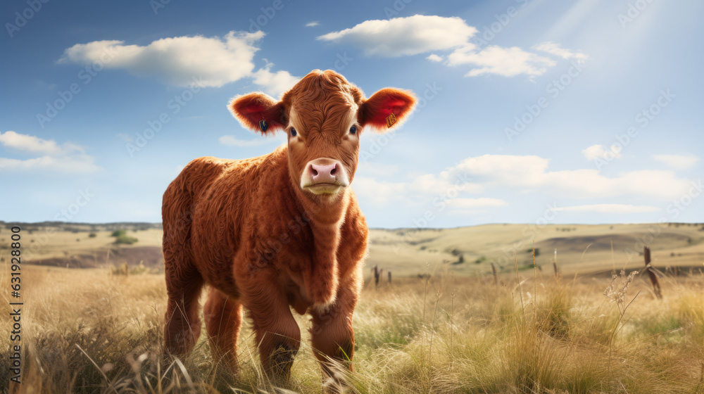 Red angus - Cow in the pasture - Face - horn - Angus - calf - Steer ...