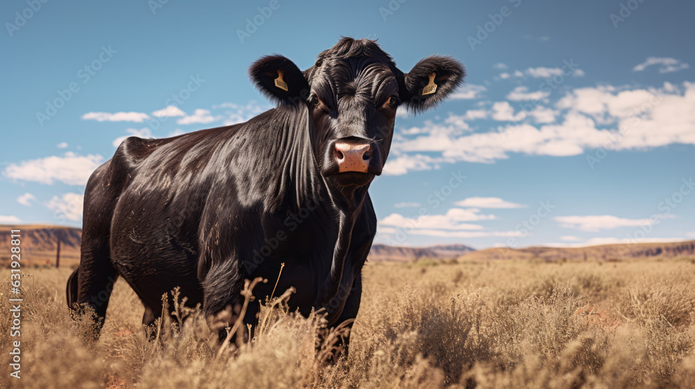 Black angus - Cow in the pasture - Face - horn - Angus - Bull - calf ...