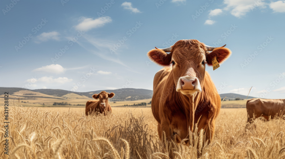 Red angus - Cow in the pasture - Face - horn - Angus - Bull - calf ...