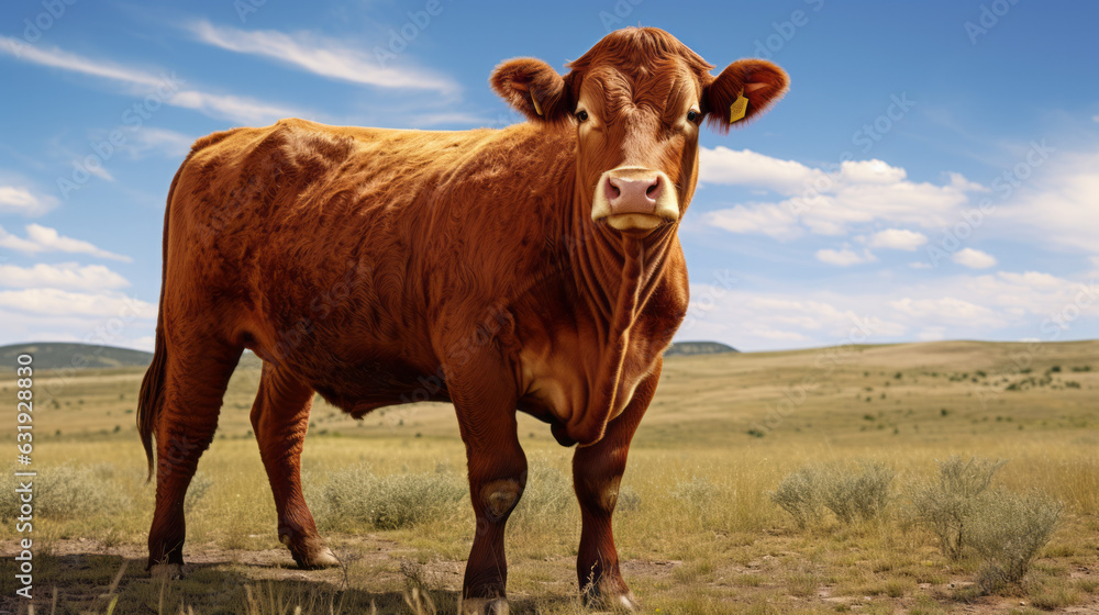 Red angus - Cow in the pasture - Face - horn - Angus - Bull - calf ...