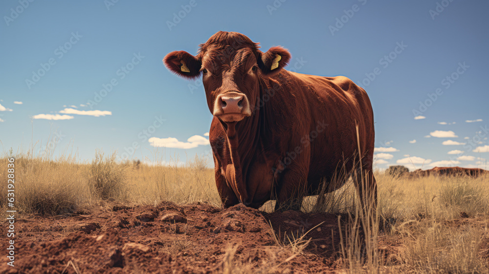 Red angus - Cow in the pasture - Cara - horn - Angus - Bull - Created ...