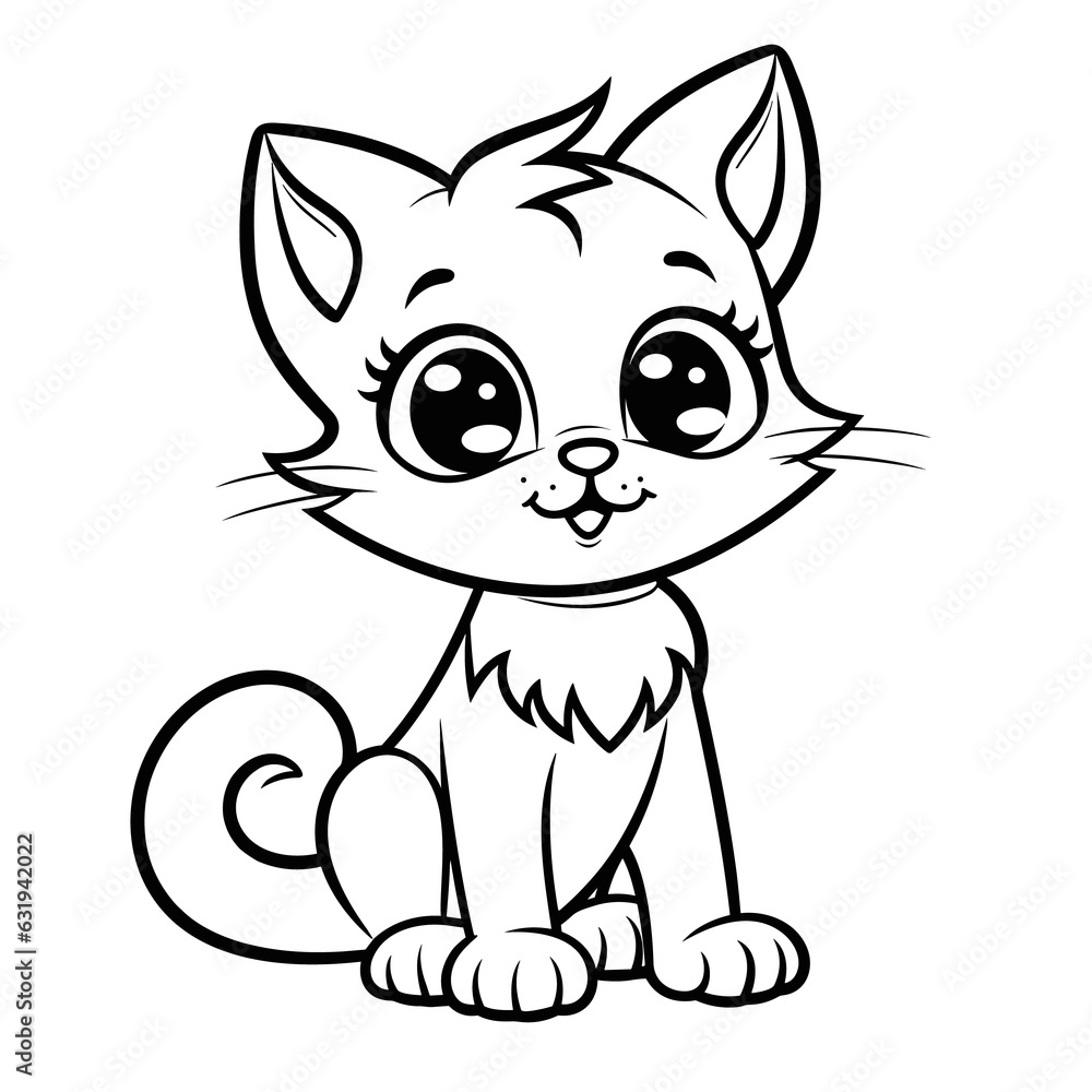 Cartoon Cat coloring pages Png Stock Illustration | Adobe Stock